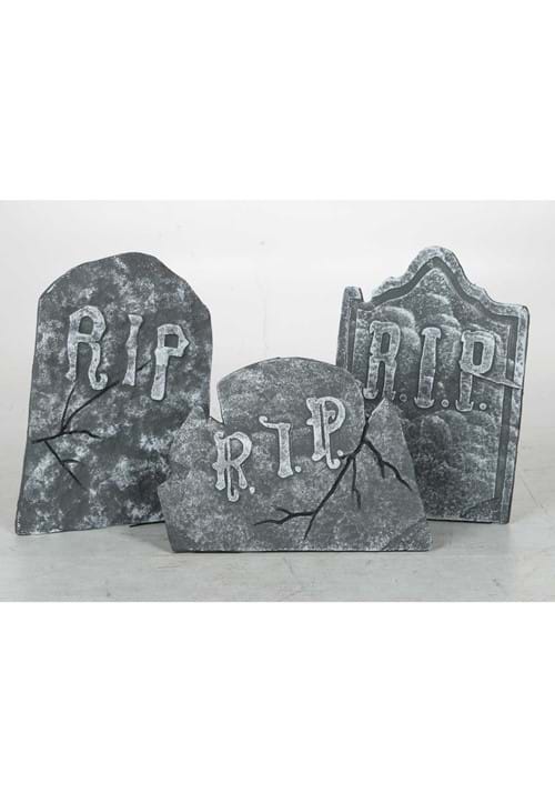 Crooked Set of 3 Stone Tombstone Decoration | Graveyard Decorations