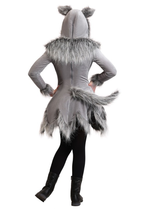Girl's Grey Wolf Costume with Hooded Dress | Werewolf Costumes