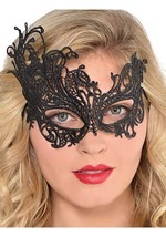 Women's Black Velvet Mardi Gras Party Mask