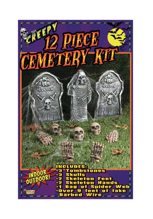 12 Piece Cemetery Decoration Kit | Halloween Graveyard Decorations