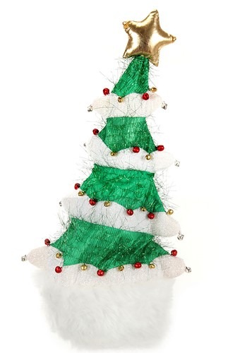 Plush Springy White Christmas Tree Costume Hat