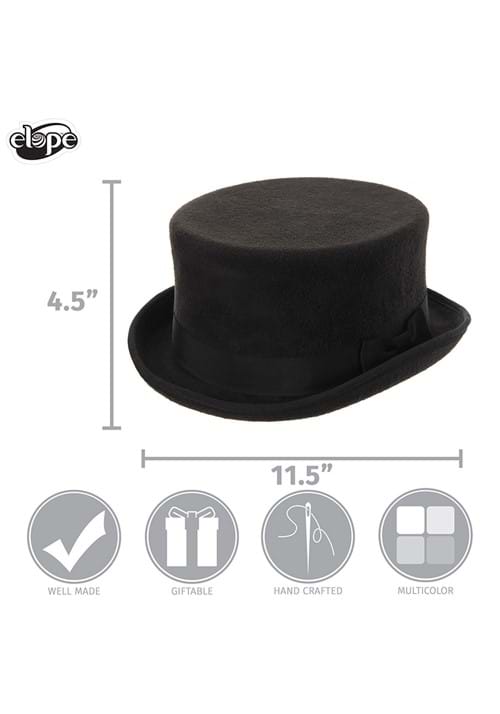 Black John Bull Top Costume Hat | Steampunk Costume Accessories
