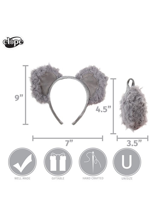 Koala | Ears Headband & Tail Kit | Adult Costume Kits
