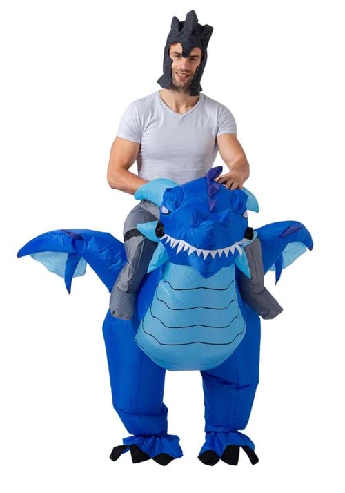 Inflatable Blue Dragon Ride-On Adult Costume