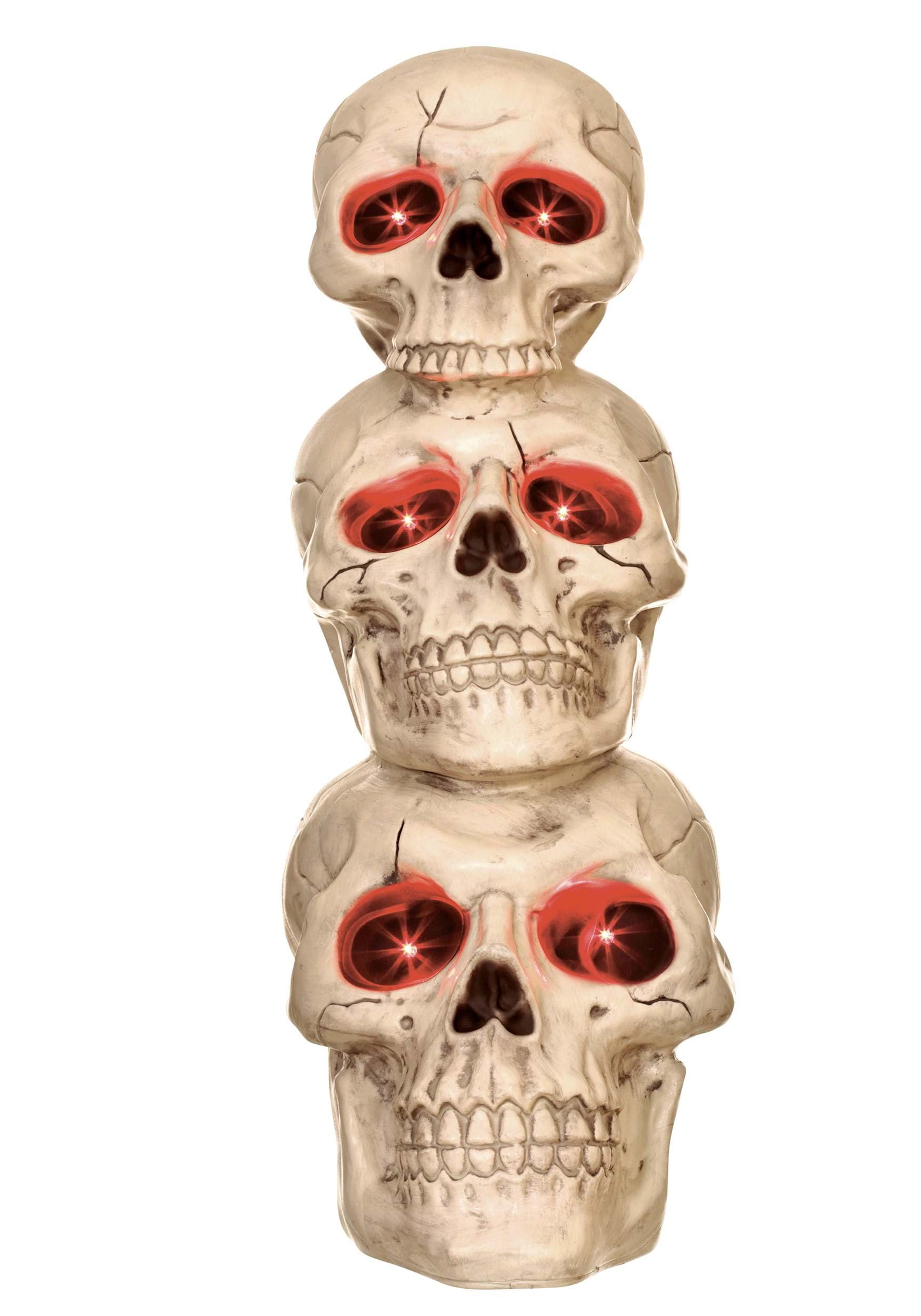 27.5" Light Up Skull Totem Halloween Decoration