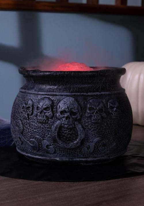7-Inch Black Misting Skull Cauldron Decoration | Table Decorations