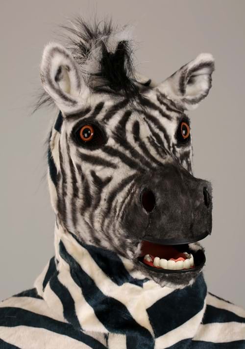 Zebra Mascot with Mouth Mover Mask for Adults