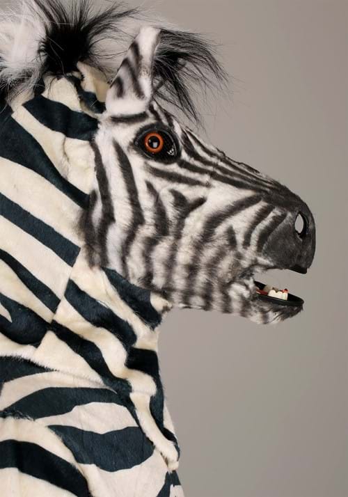 Adult Zebra Mascot with Mouth Mover Mask Costume
