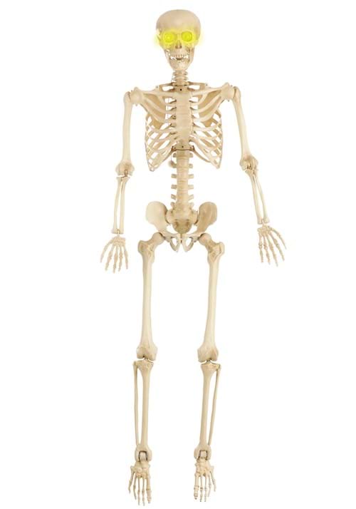 5FT Light Up Yellow Eyes Poseable Human Skeleton Decoration | Skeleton ...