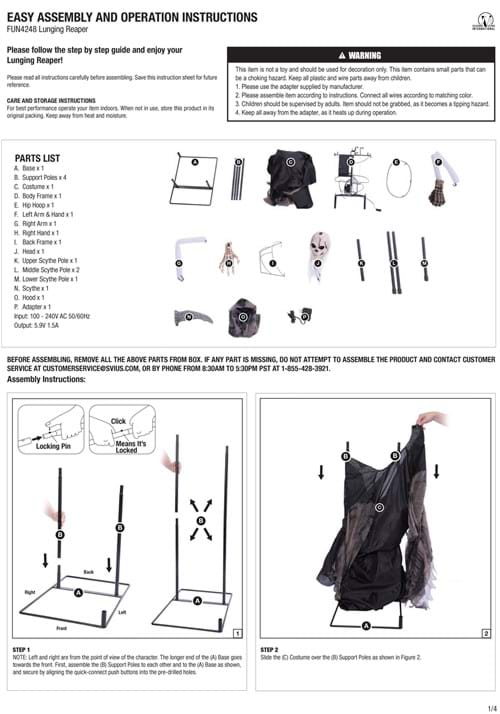 6 Foot Lunging Reaper Animated Halloween Decoration | Seasonal Visions ...