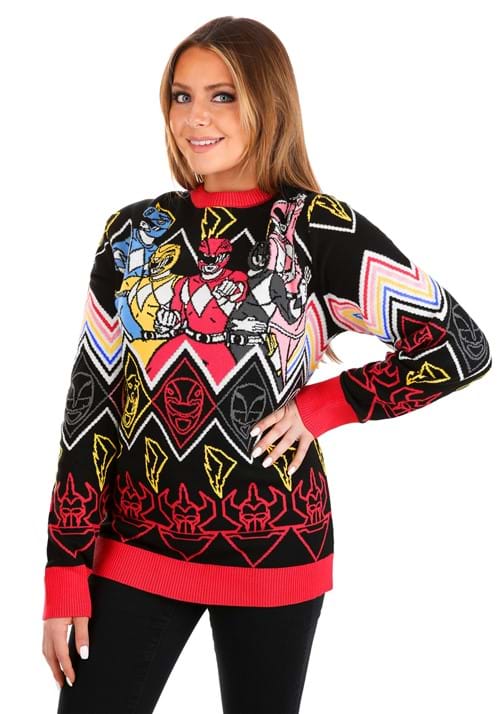 Heroic Pose Power Rangers Adult Sweater | Power Ranger Apparel
