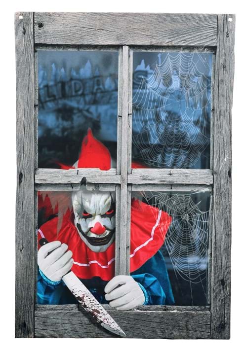 47-Inch Clown Outside the Window Printing Curtain Decoration | Evil ...