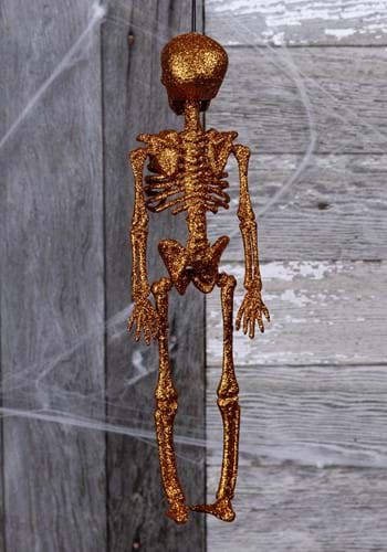 Glittering Orange Skeleton Decoration