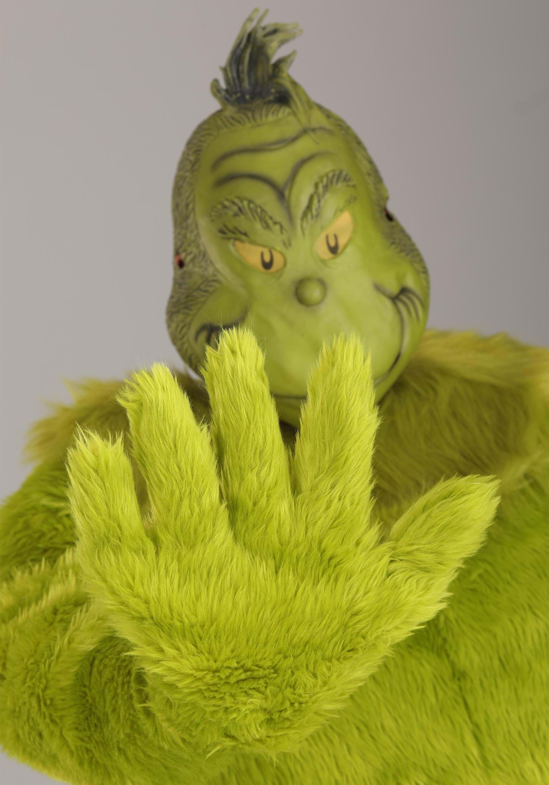 Adult Plus Size Deluxe The Grinch Jumpsuit with Latex Mask
