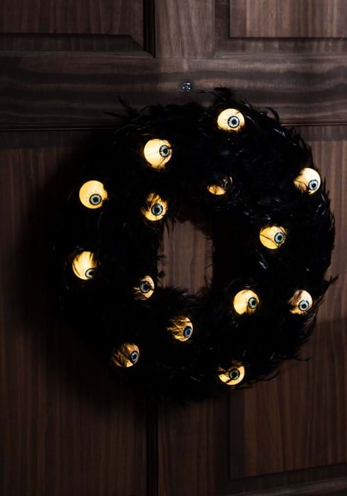 16-Inch Spooky Eyes Light Up Halloween Wreath Decoration | Halloween Wreath