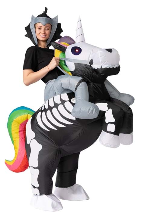 Inflatable Riding-A-Skeleton Unicorn Adult Costume