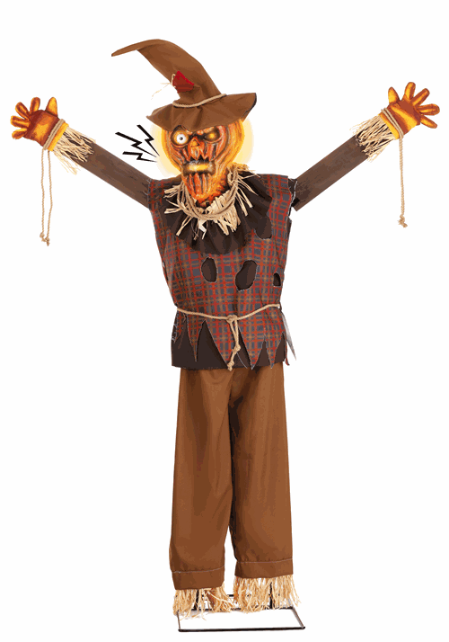 5FT Pumpkin Scarecrow Animatronic Prop | Scarecrow Decorations