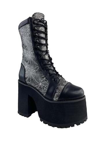 Spiderweb Raven Commando Platform Boots