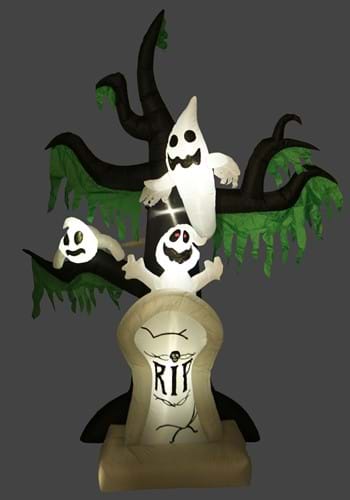 Haunted Ghost Tree with Tombstone Inflatable Halloween Decoration