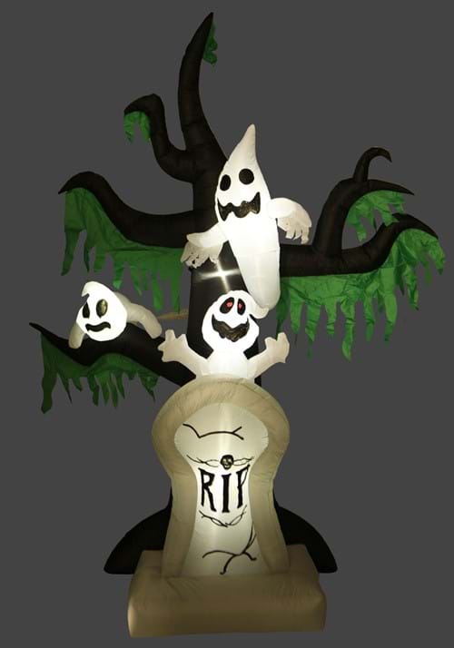7.25FT Haunted Ghost Tree with Tombstone Inflatable Halloween Prop ...