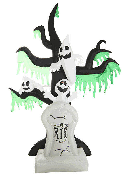 7.25FT Haunted Ghost Tree with Tombstone Inflatable Halloween Prop ...