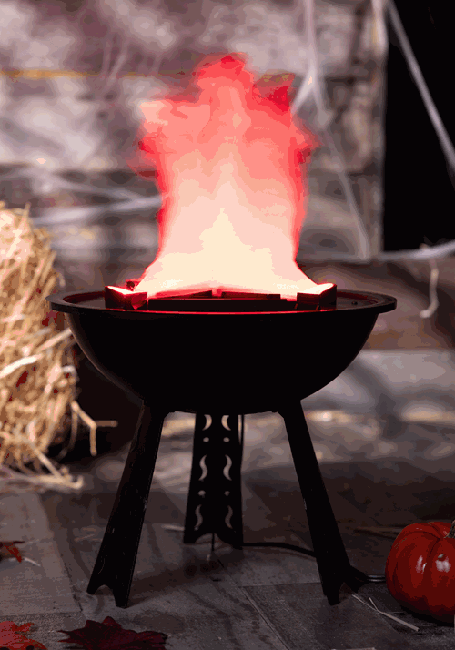 10-Inch Faux Flaming Cauldron Decoration | Witch Decorations