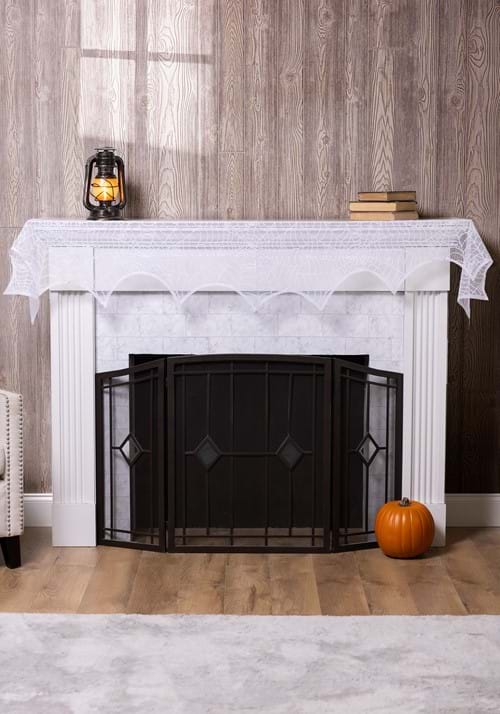White Spider Web Mantel Scarf Halloween Decoration