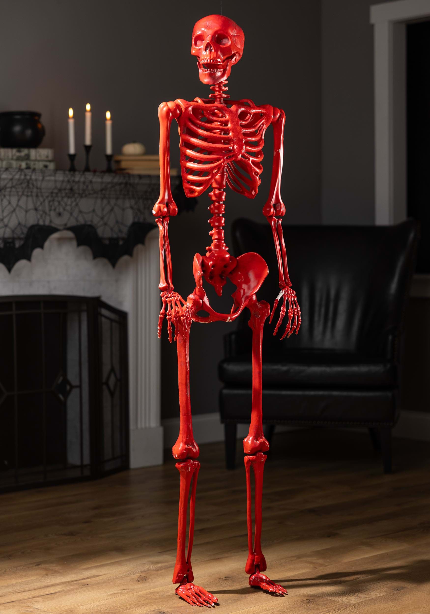 Poseable Crazy Bones Skeleton in Red Halloween Prop