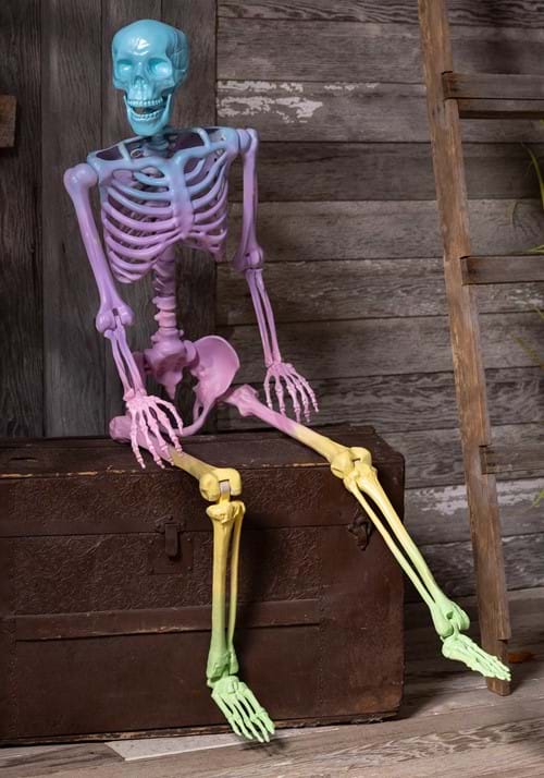 Poseable Crazy Bones Skeleton in Rainbow Halloween Prop
