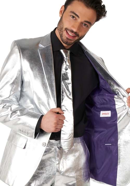 Opposuits Shiny Silver Men's Suit