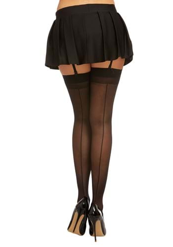 Womens Black Thigh High Stockings With Back Seam Tights