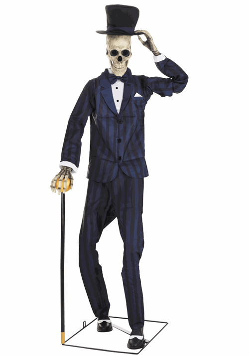 6FT Gentleman Skeleton Animatronic Halloween Prop | Skeleton Decorations