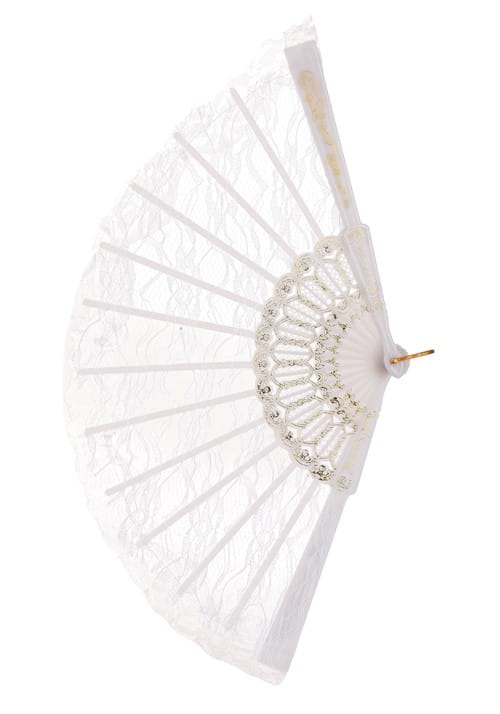 White Costume Lace Hand Fan | Historical Costume Accessories
