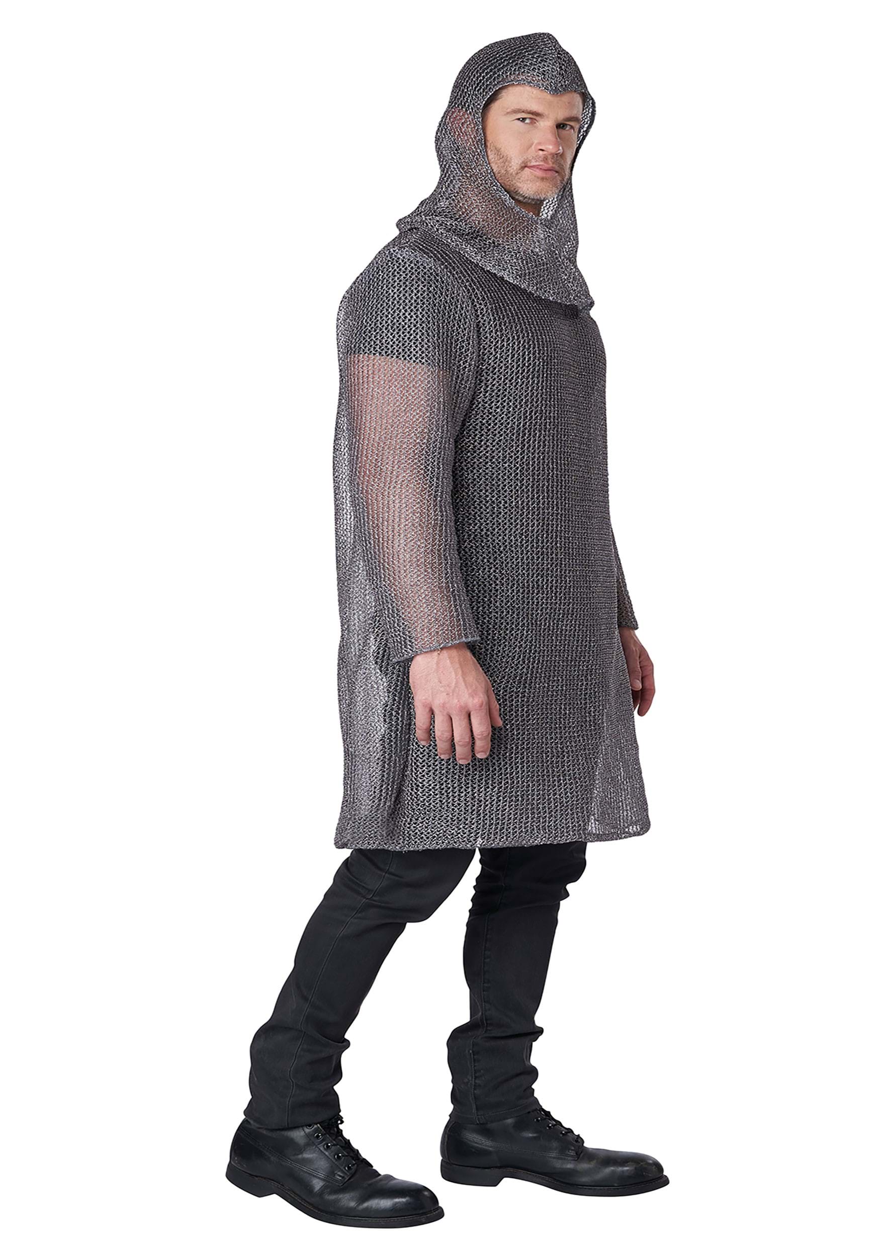 Adult Metallic Knit Chainmail Tunic & Cowl Costume