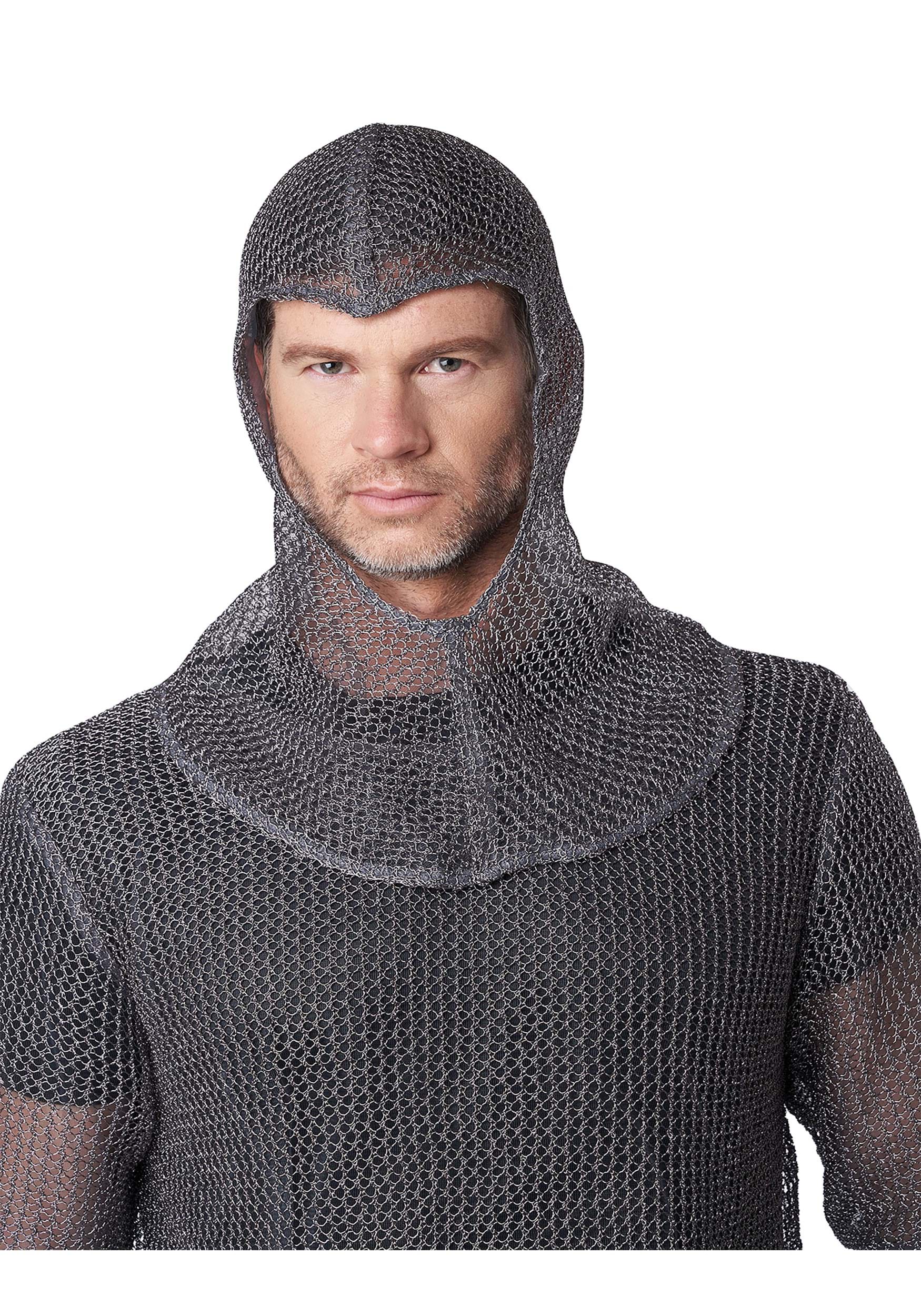 Adult Metallic Knit Chainmail Tunic & Cowl Costume