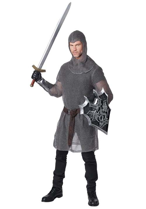 Adult Metallic Knit Chainmail Tunic & Cowl Costume