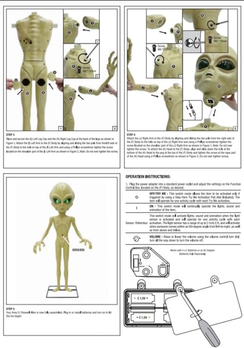 4.5FT Animatronic Area 51 Roswell Alien Decoration | Halloween Animatronics