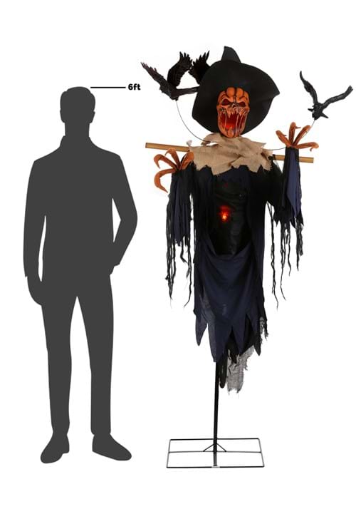 7FT Animated Raven Scarecrow Prop Decoration | Halloween Animatronics