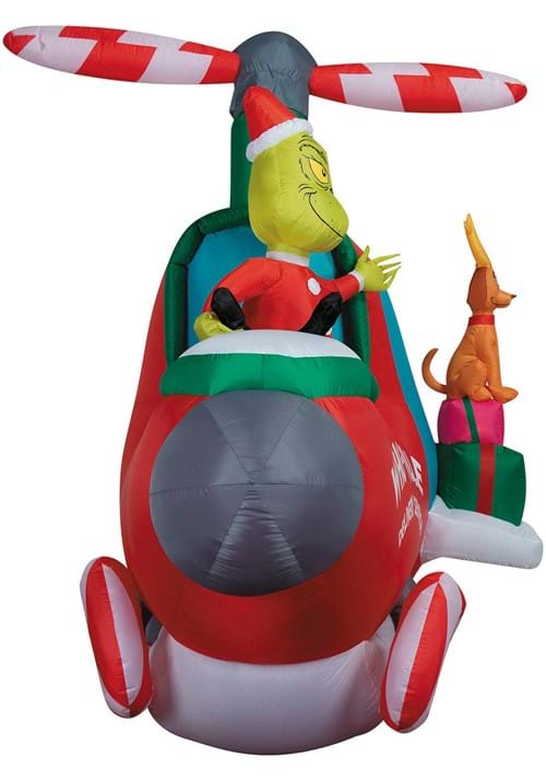 10FT Animated Inflatable Grinch in Helicopter Decoration | Christmas ...